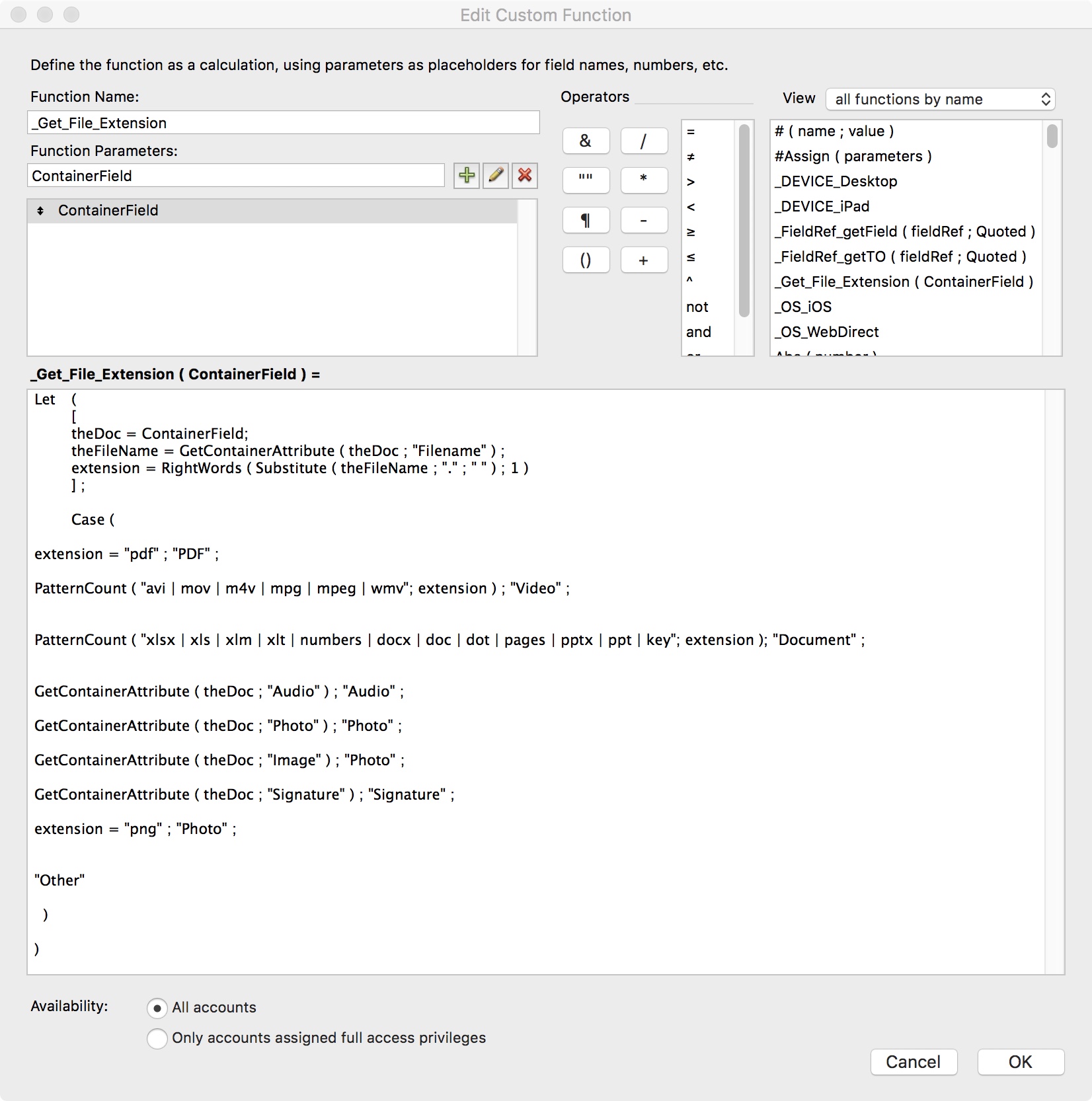 Get File Extension Custom Function Missing From Job Tracking Template Core File