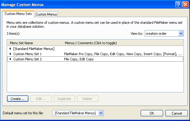 Custom Menu User Interface Improvements Filemaker