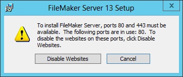 FileMaker Server will not install and reports that ports 80 and 443 are ...