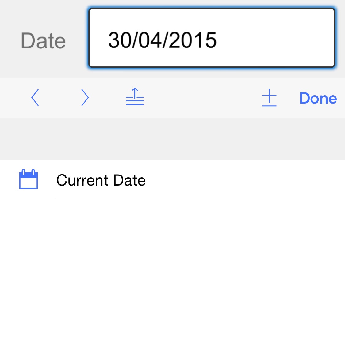 Menu for barcode scanning and insert options in FileMaker Go