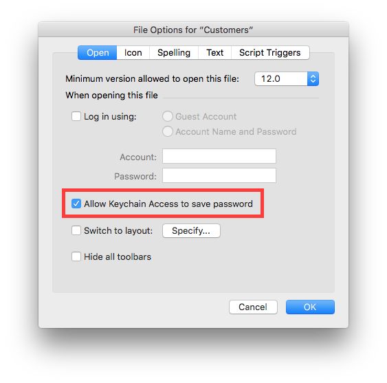 FileMaker Go 15 - Keychain enhancements - Passcode and Touch ID