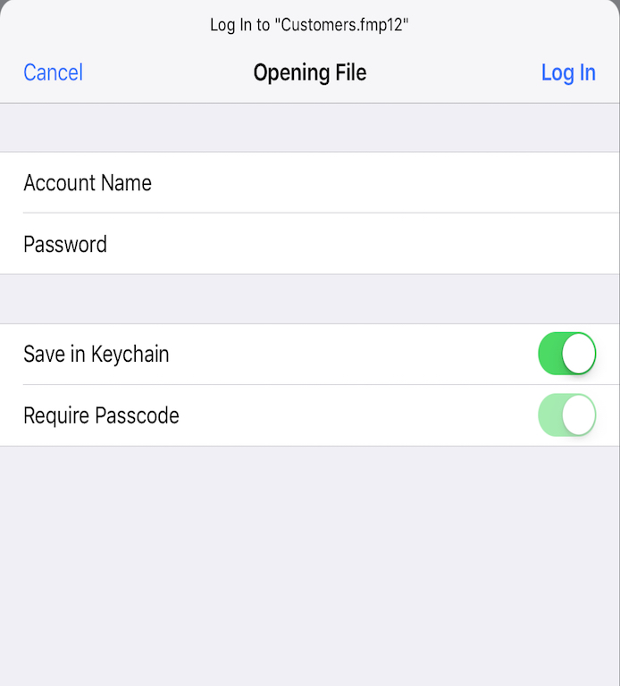 FileMaker Go 15 - Keychain enhancements - Passcode and Touch ID