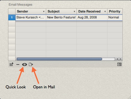 Using Message List fields with Apple Mail and Bento