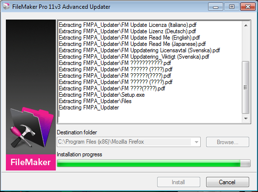 FileMaker Pro 11.0v3 updater incorrectly installs FileMaker Pro 11.0v2